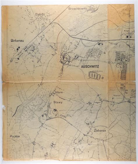 Lot Period German Map Of Auschwitz Birkenau