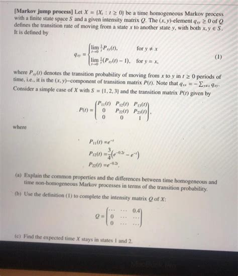 Markov Jump Process Let X X 1 2 0 Be A Time
