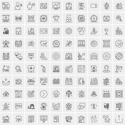Set Of 100 Universal Modern Thin Line Icons For Mobile And Web Mix
