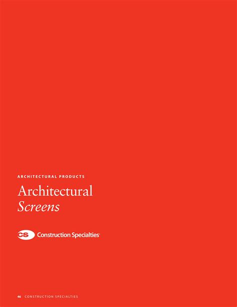 Construction Specialties Inc Catalogs Architectural Products