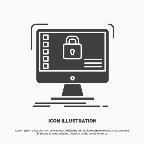 Secure Protection Safe System Data Icon Glyph Vector Gray Symbol
