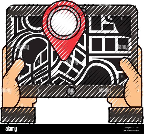 Hand Holding Device With Map Navigation Gps Stock Vector Image Art Alamy