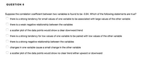 solved question 6 suppose the correlation coefficient