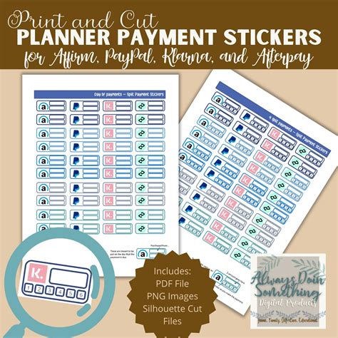 Split Payment Tracker Stickers Print And Cut Planner Stickers