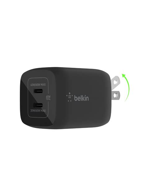 Belkin 65w Dual Usb C Wall Charger Fast Charging Pd 30 W