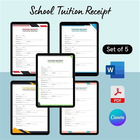 School Tuition Receipt Template Printable Pdf Excel Word