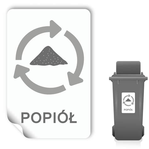 Naklejka Na śmieci PopiÓŁ Na Kosze Do Segregacji śmieci 20x31cm 1szt