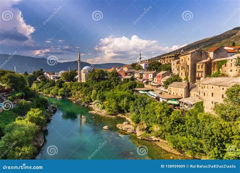 July 11 2016 Old Town Of Mostar Seen From The Stari Most Bridge