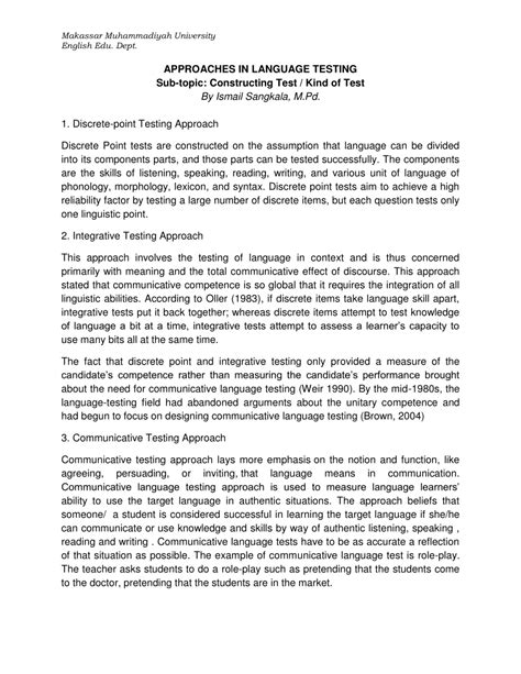 Pdf Approaches In Language Testing Sub Topic Constructing Test