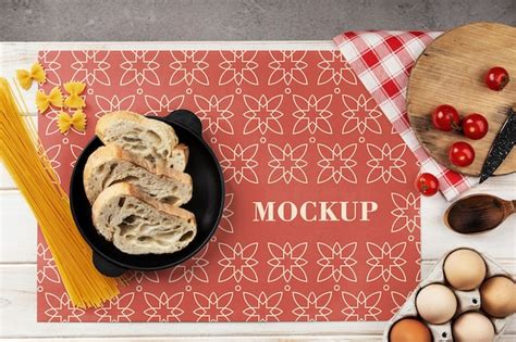 Premium Psd Flat Lay Pasta Ingredients Arrangement