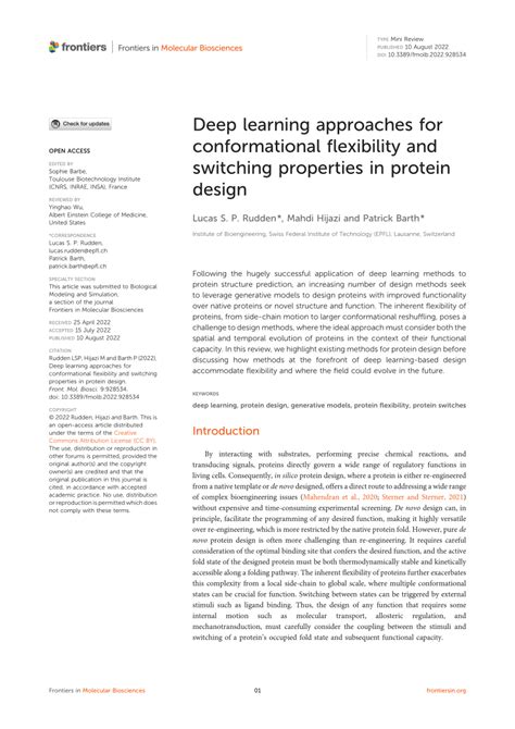 Pdf Deep Learning Approaches For Conformational Flexibility And Switching Properties In