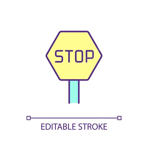 Stop Road Sign Rgb Color Icon Thin Contour Driving Vector Thin