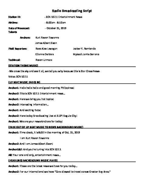 Radio Broadcasting Script Pdfcoffeecom