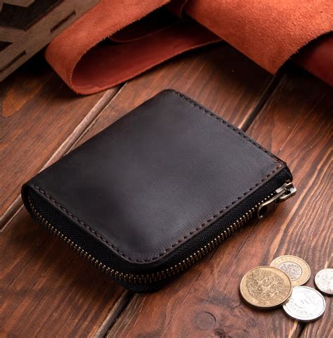 Mens Zip Up Wallet Holder Of Credit Card With Coin Pouch Small