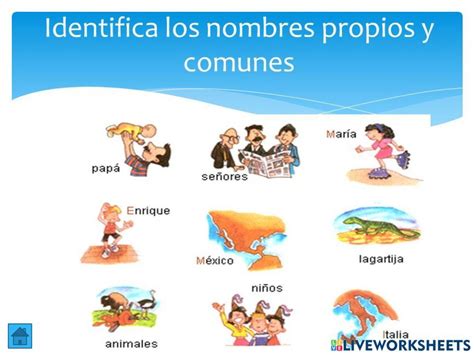 Nombres Propios Y Comunes Exercise For Elemental Live Worksheets
