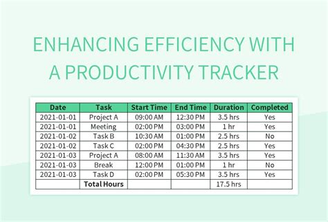Enhancing Efficiency With A Productivity Tracker Excel Template And Google Sheets File For Free