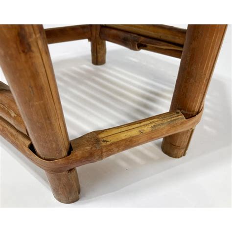 Large Vintage Scorched Bamboo Hex Shaped Riser Or Stand Chairish