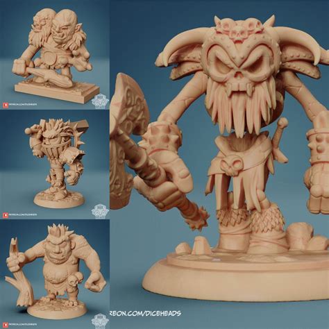 Giant Chibi Ettin Dice Heads Gamma Rae Geek