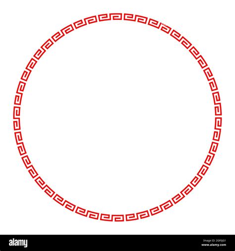 Red Meander Circle With Simple Meander Pattern Frame And Decorative