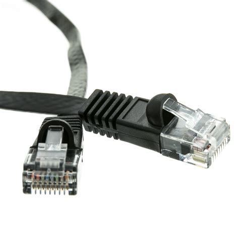 1ft Flat Cat6 Black Ethernet Patch Cable