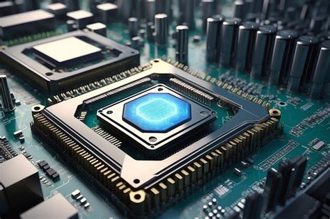 Premium Photo View Of A Cpu Processor Chip With A Gear And Network