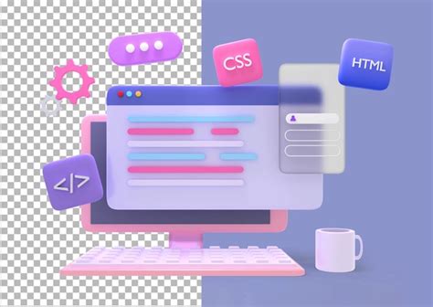 Desenvolvimento De Web Design E Conceito De Codificação 3d Render Psd