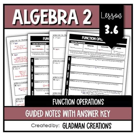 Function Operations Algebra 2 Guided Notes By Gladman Creations