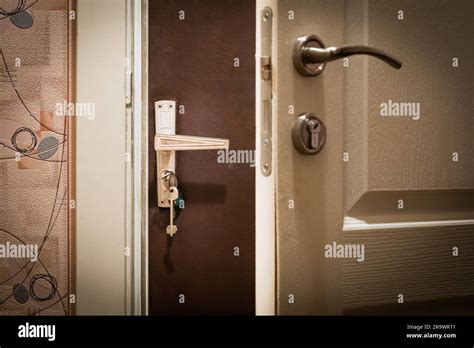 A Double Door For Security And Sound Isolation Keys Are Inserted In The Lock Of The Entrance