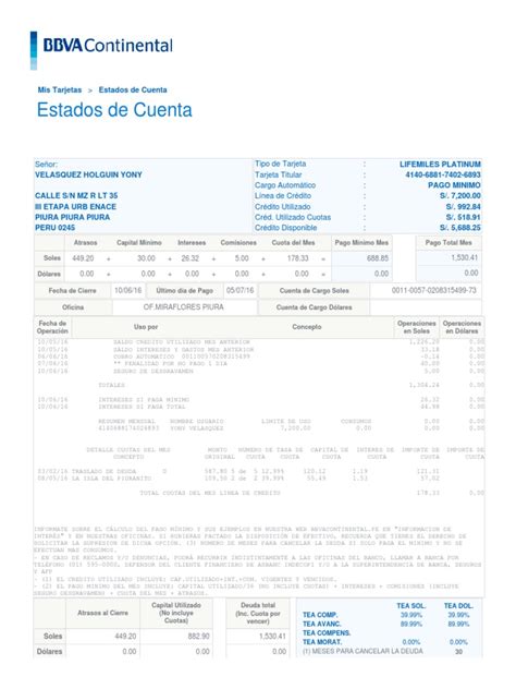 Ejemplo De Estado De Cuenta Bbva Pdf Finanzas Y Dinero