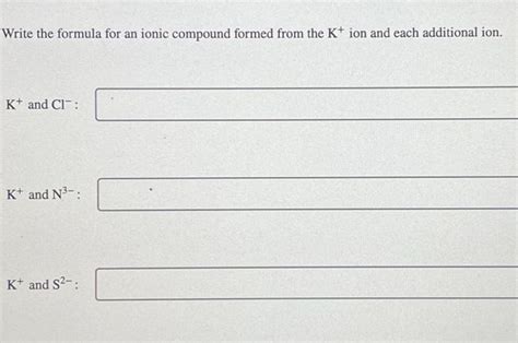 Solved Write The Formula For An Ionic Compound Formed From Chegg