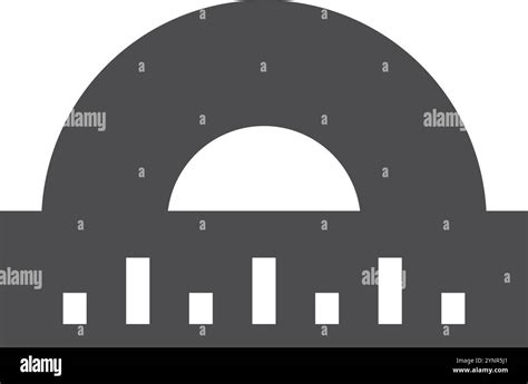 Protractor Black Icon Angle Measurement Geometry Tool Isolated On