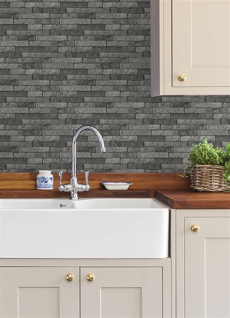 Nh6240 Stone Slate Peel And Stick Rolled Backsplash By Inhome