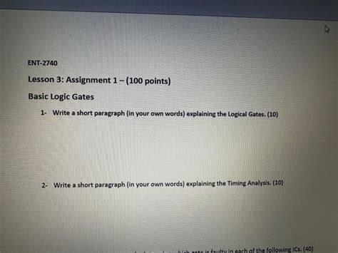 Solved Lesson 3 Assignment 1 100 Points Basic Logic
