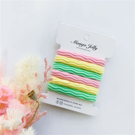 4cm Strong Hold Ripped Metal Free Hair Ties Pastel Mango Jelly