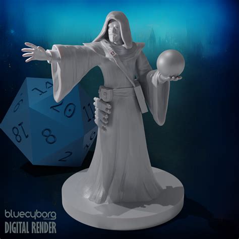Human Male Diviner Wizard 28mm Scale Miniature For Dandd Shapeways Pathfinder And Other Table