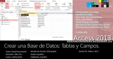 Curso Access Crear una Base de Datos Tablas y Campos Sesión