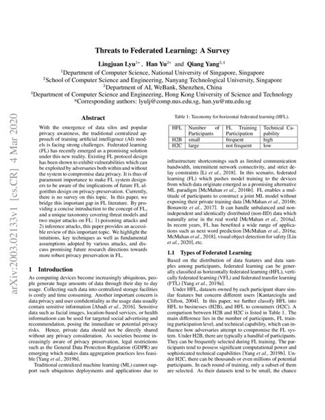 Threats To Federated Learning A Survey Deepai