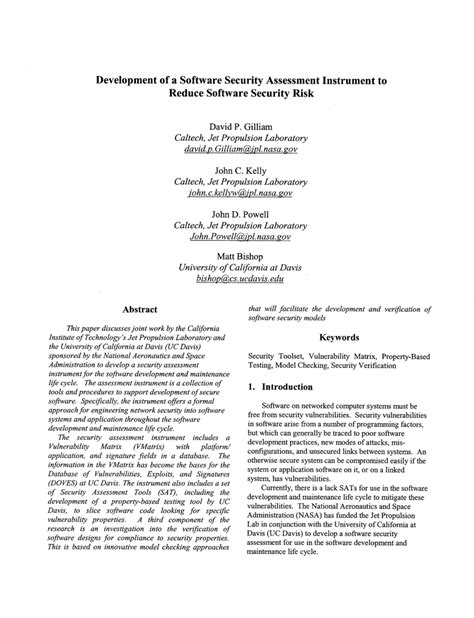 Pdf Development Of A Software Security Assessment Instrument To