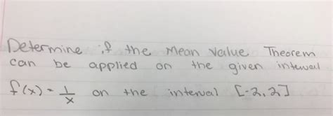 solved determine if the mean value theorem can be applied