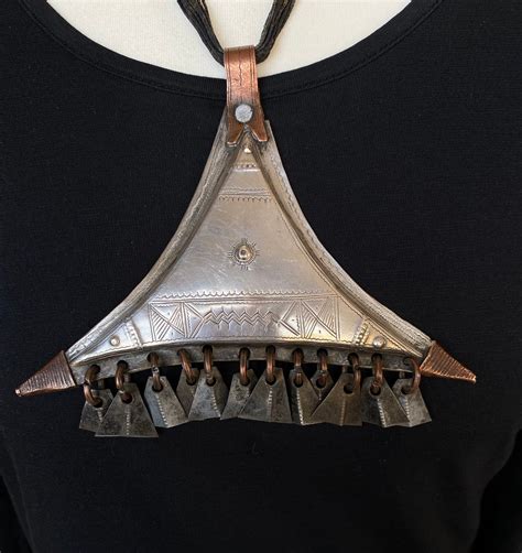 Tuareg Pectoral Pendant Berber Amulet Silver Copper Metal Niger