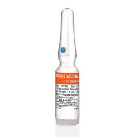 Tetanus Vaccine Adsorbed Ip 05ml Ampoule At ₹ 1308piece Tetanus Toxoid Vaccine In