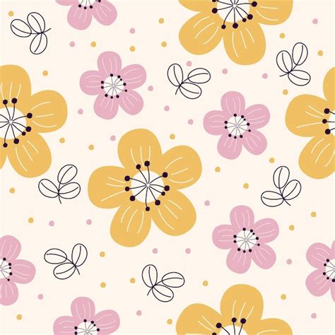 Vector Flat Seamless Spring Pattern Premium Vector