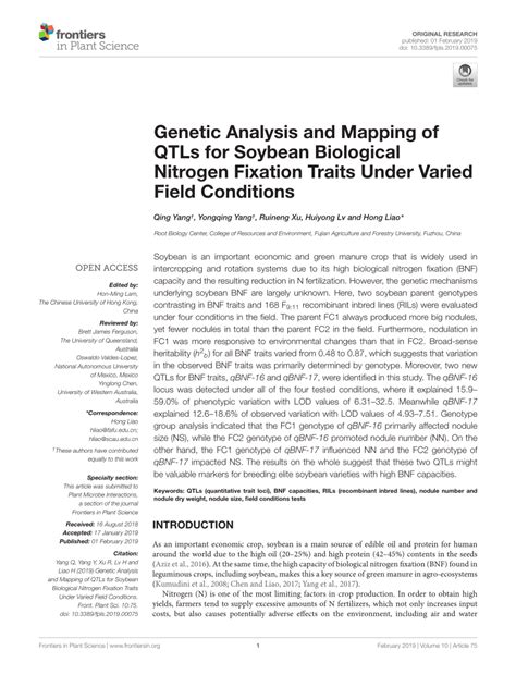 Pdf Genetic Analysis And Mapping Of Qtls For Soybean Biological