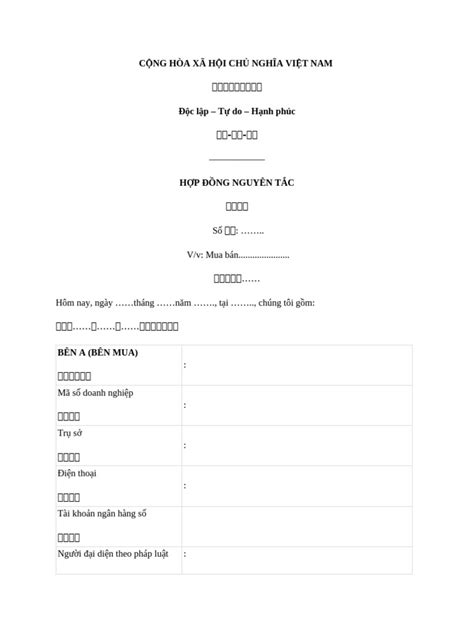 Principle Contract Template Pdf