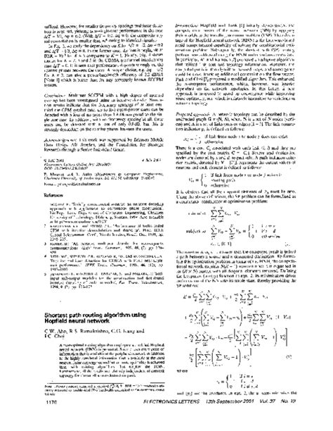 Pdf Shortest Path Routing Algorithm Using Hopfield Neural Network