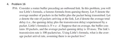 solved problem 16 p16 consider a router buffer preceding an