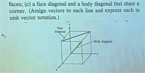 Solved Faces C A Face Diagonal And A Body Diagonal That Share A
