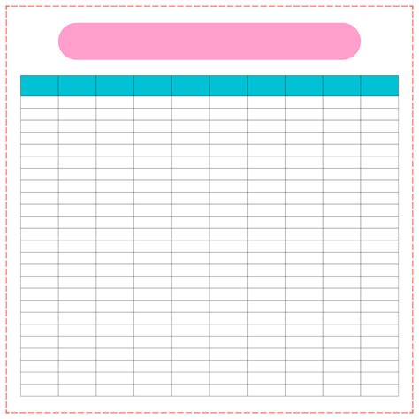 Template For Columns And Rows