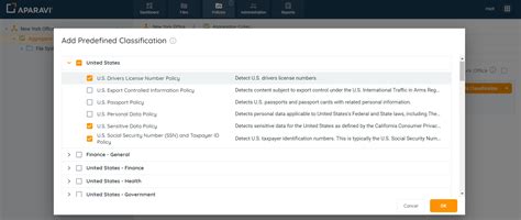 Predefined Classifications Aparavi Support