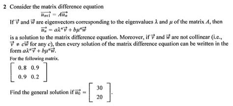 Solved 2 Consider The Matrix Difference Equation Un1 Aū